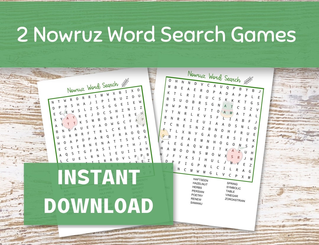 Nowruz Activities Printable, 2 Word Search Puzzles for the Persian New ...