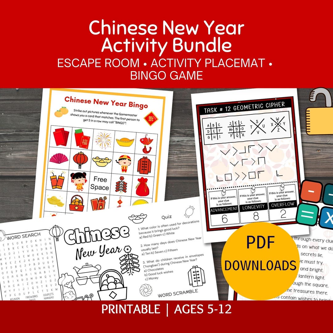 Chinese New Year Activity Bundle, 3 Printable Classroom Games, LNY ...