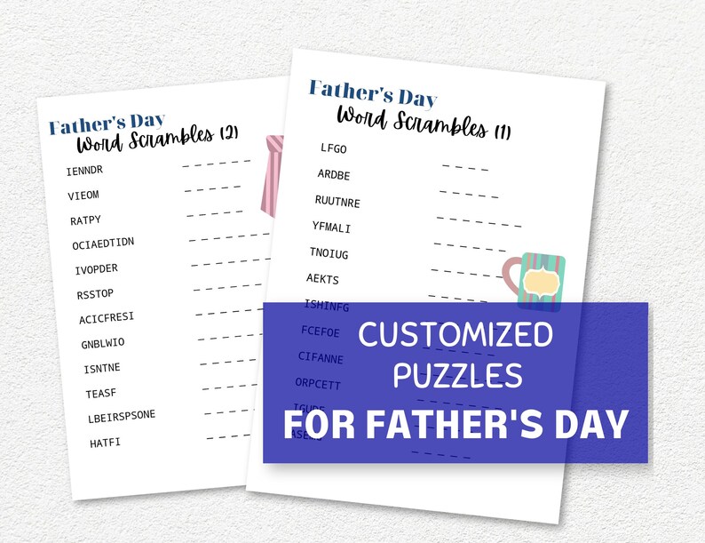 Father’s Day Word Scrambles, 2 Printable Games for Father’s Day Party ...