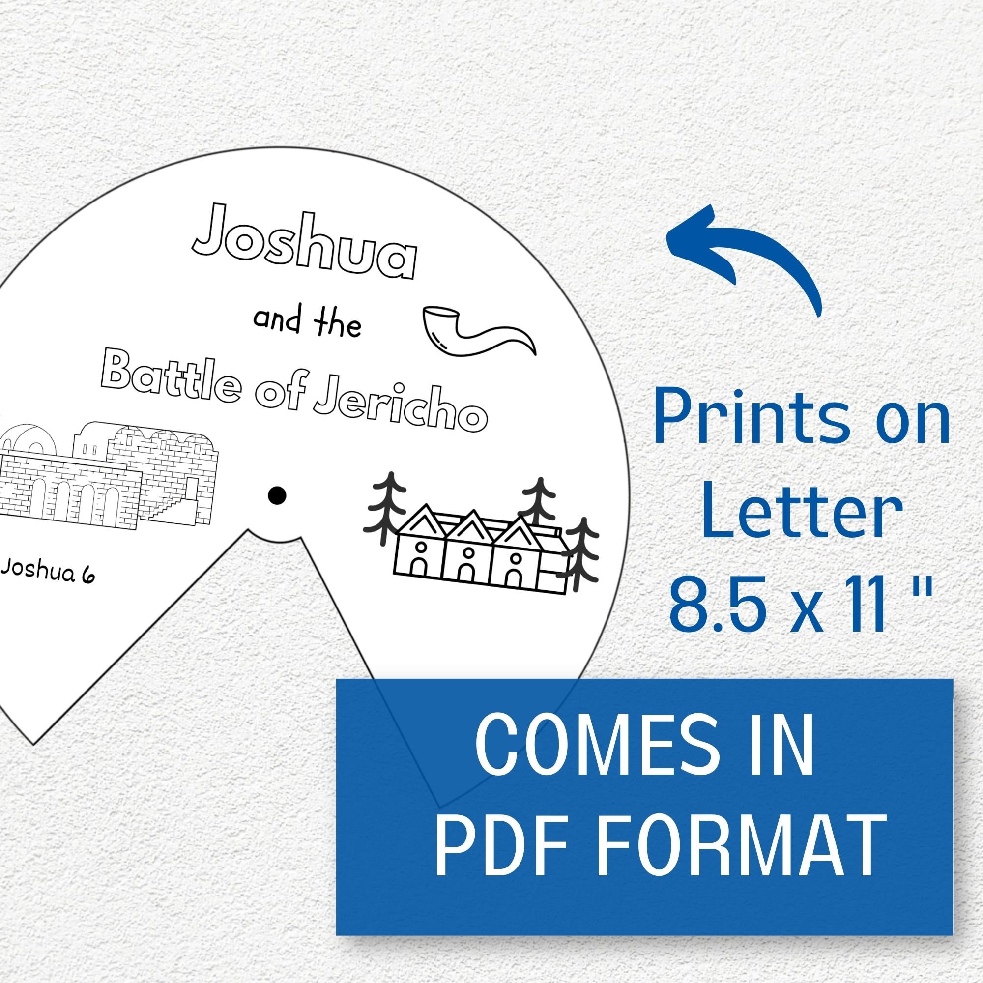 Joshua and the Battle of Jericho Coloring Wheel, Printable Sunday ...