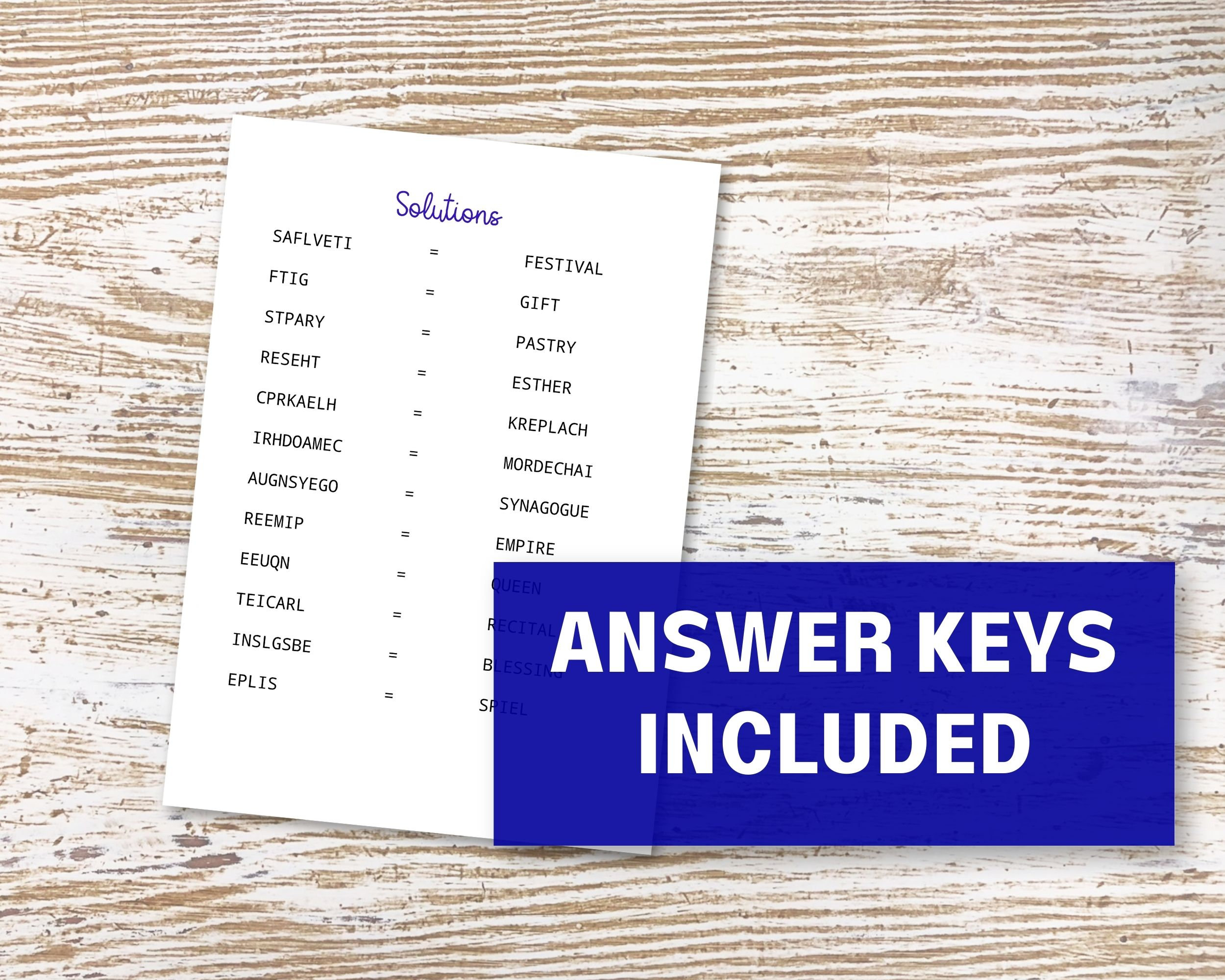 Purim Word Scrambles Game, 2 Printable Puzzles for the Jewish Holiday ...