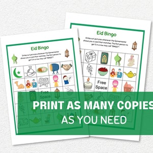 Eid Bingo Cards Printable, 50 PDF Bingo Cards for Eid Al Fitr, Ramadan ...
