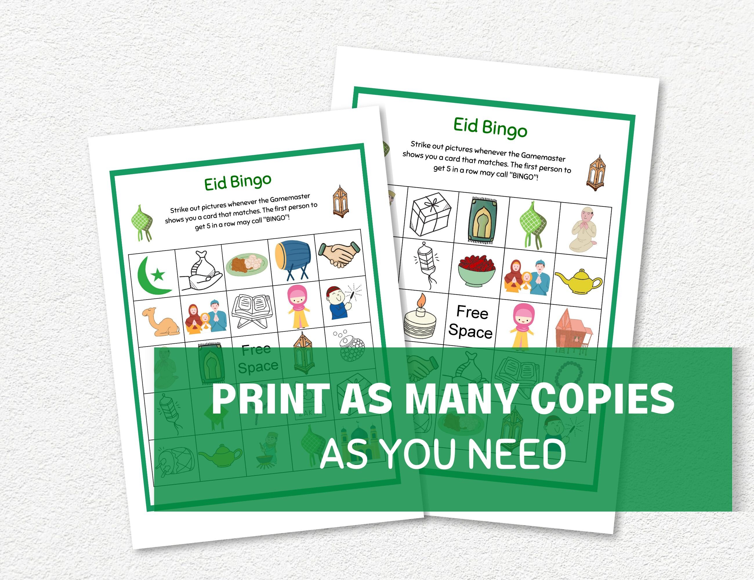 Eid Bingo Cards, 30 Printable Bingo Cards, Printable Bingo, Eid - lucox.cl