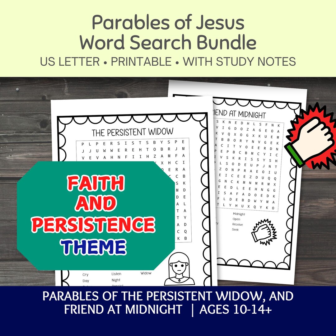 Faith and Persistence Parables of Jesus Word Search Bundle, Sunday ...