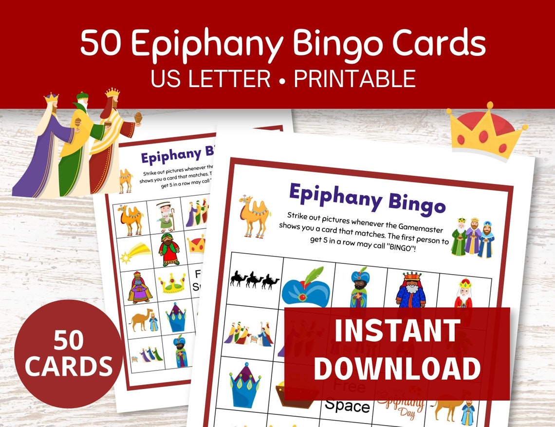 Epiphany Bingo Cards 50 Bingo Printable Cards for Three Kings - Etsy