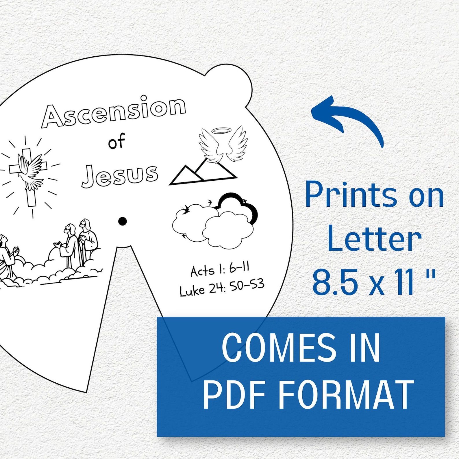 Ascension of Jesus Coloring Wheel, Sunday School Craft, Ascension Kids ...