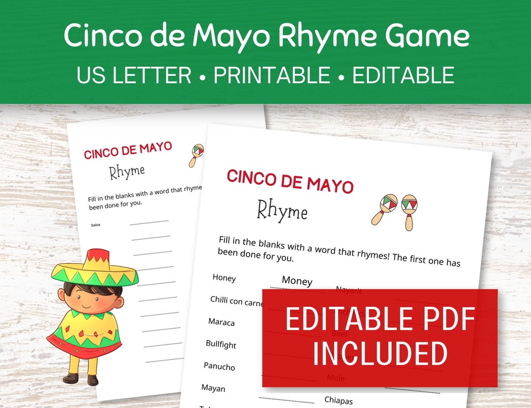 Cinco De Mayo Rhyme Game Printable, Fiesta Party Games for the Family ...