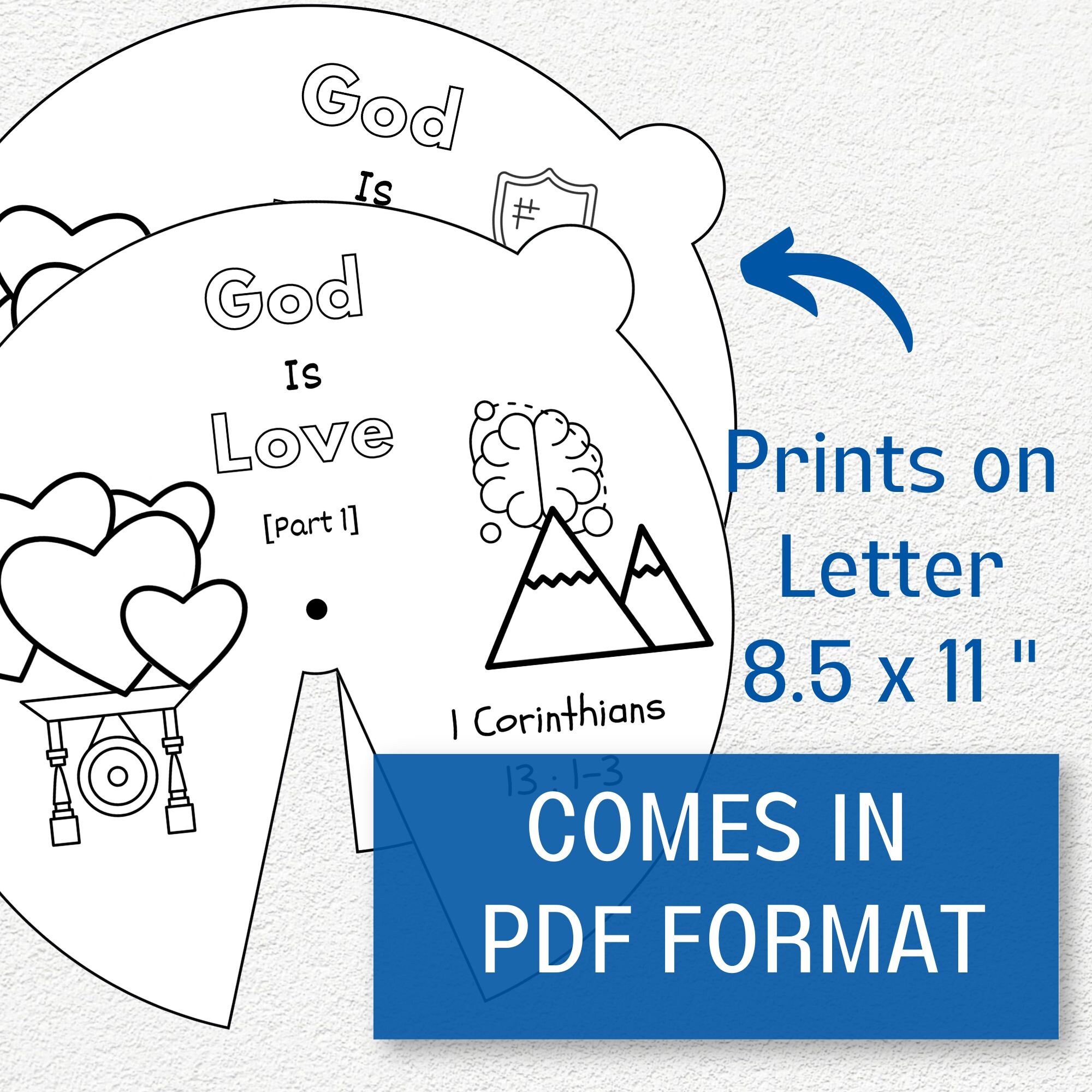 God is Love Coloring Wheels, 1 Corinthians 13 Craft, Printable Sunday ...