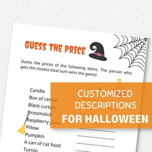 Halloween Guess the Price Printable, Halloween Guessing Game, Party ...