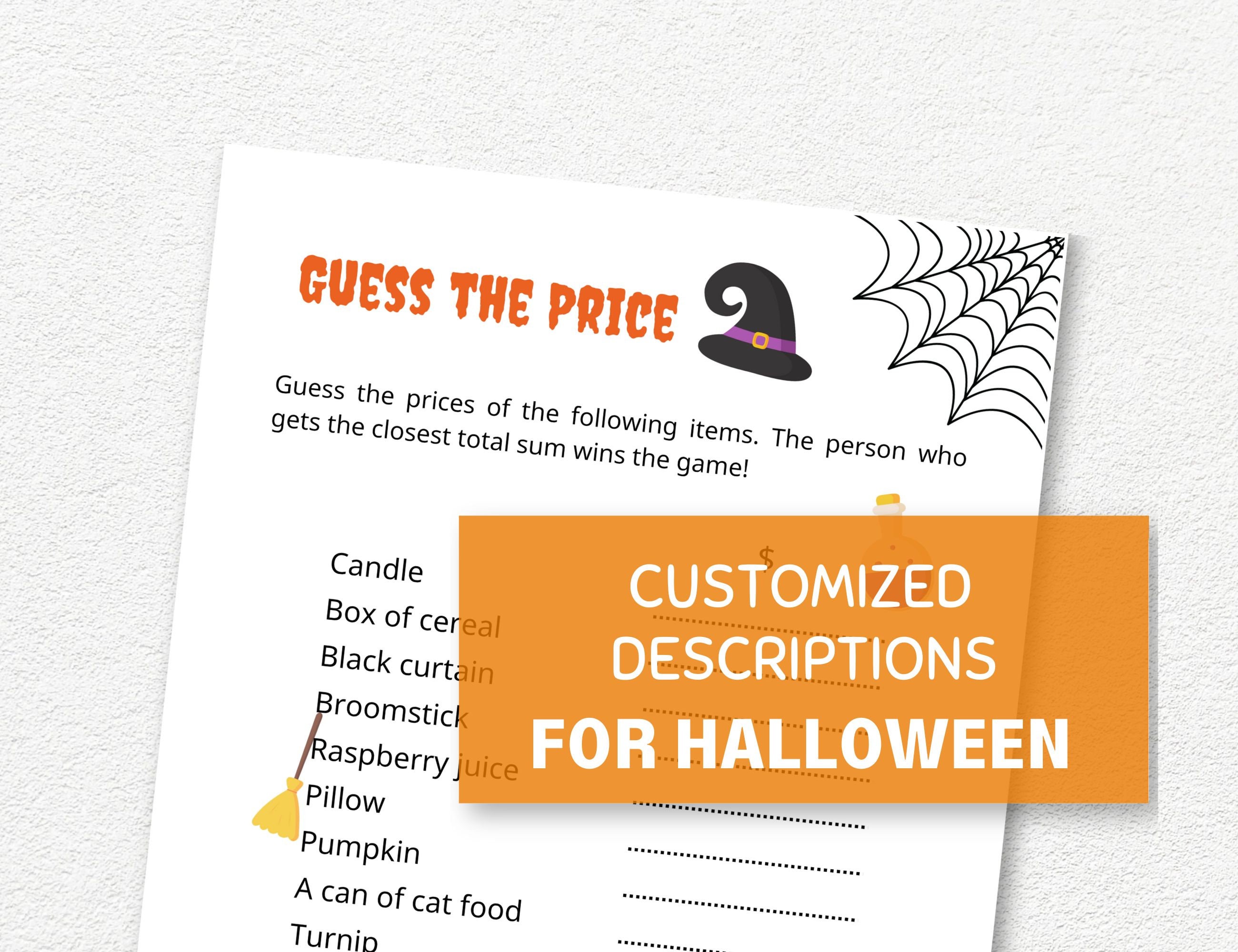 Halloween Guess the Price Printable Halloween Guessing Game - Etsy