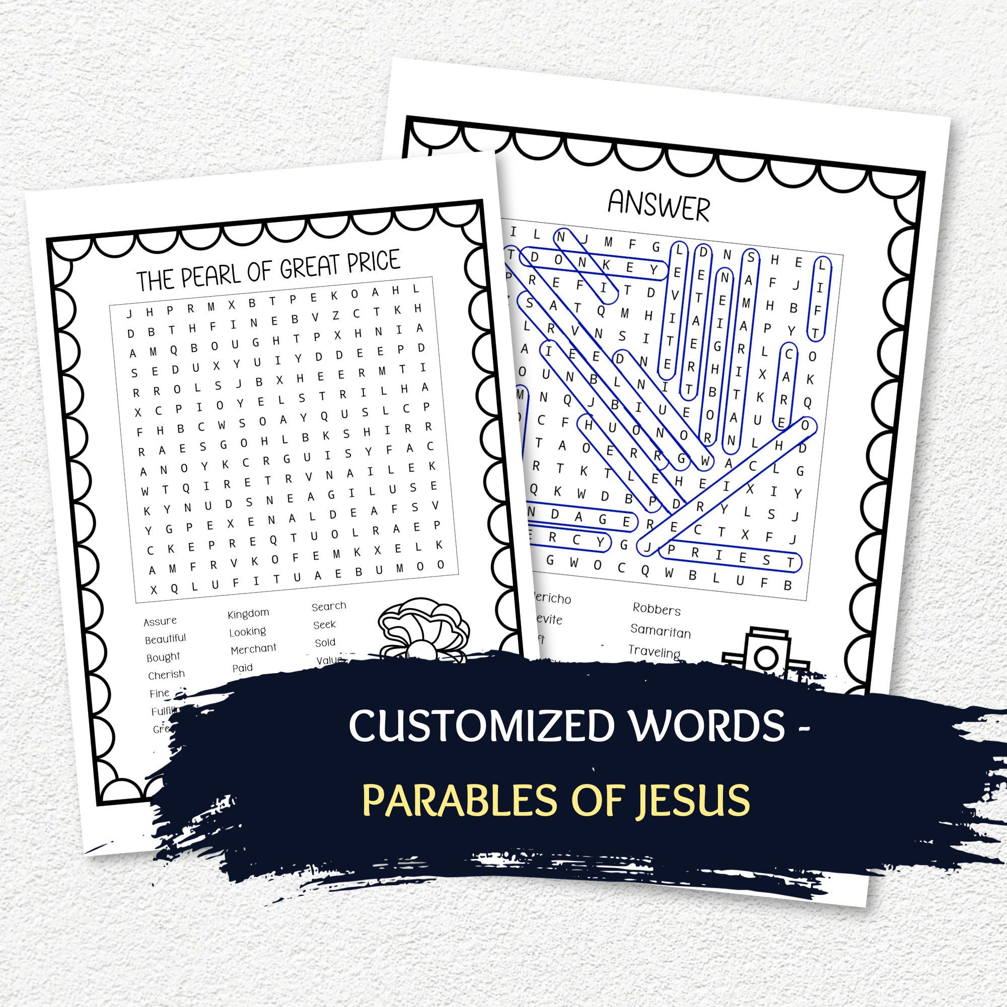 Parables of Jesus Word Search Bundle, Value of God’s Kingdom Theme ...