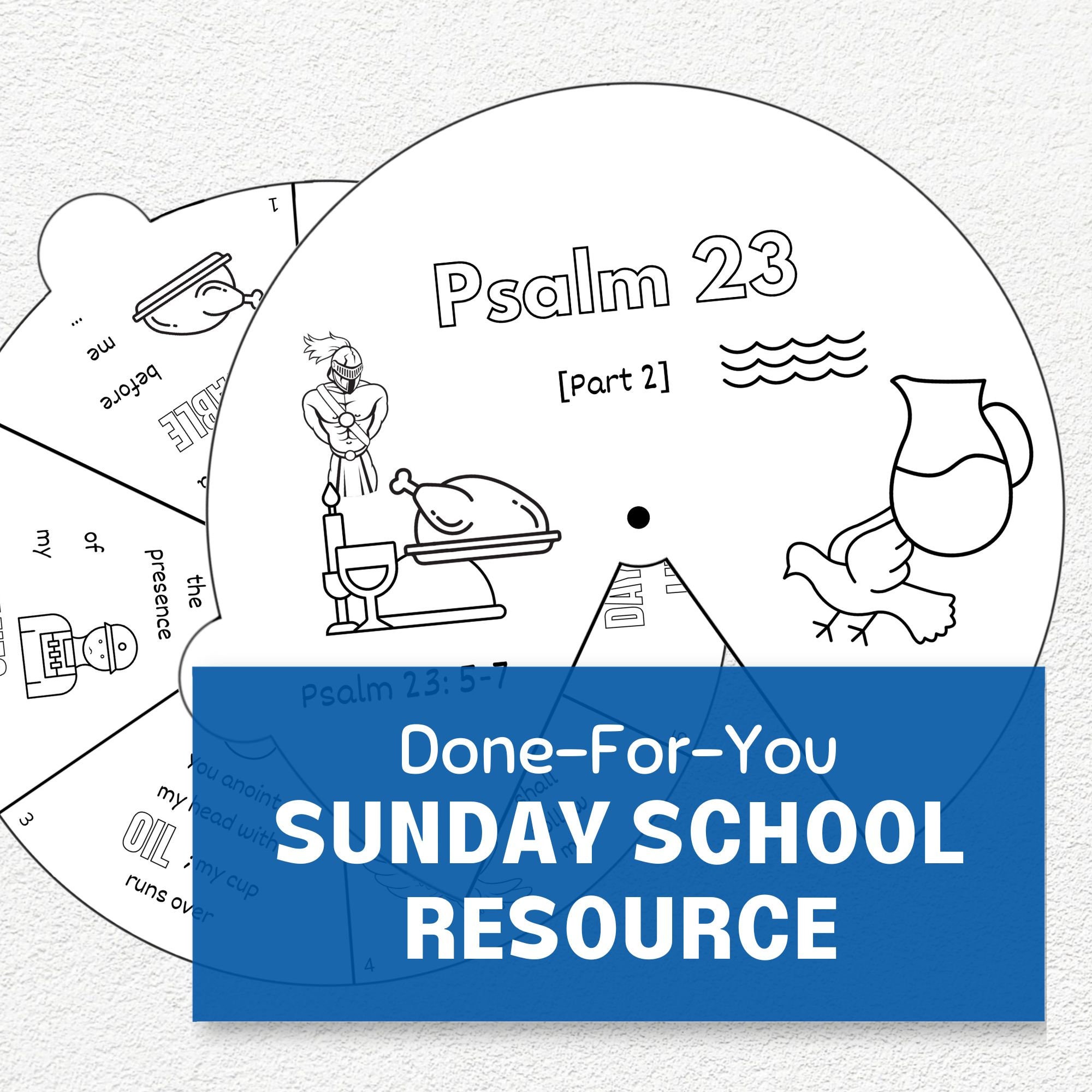Psalm 23 Coloring Wheels, Printable Sunday School Craft, Kids Bible ...