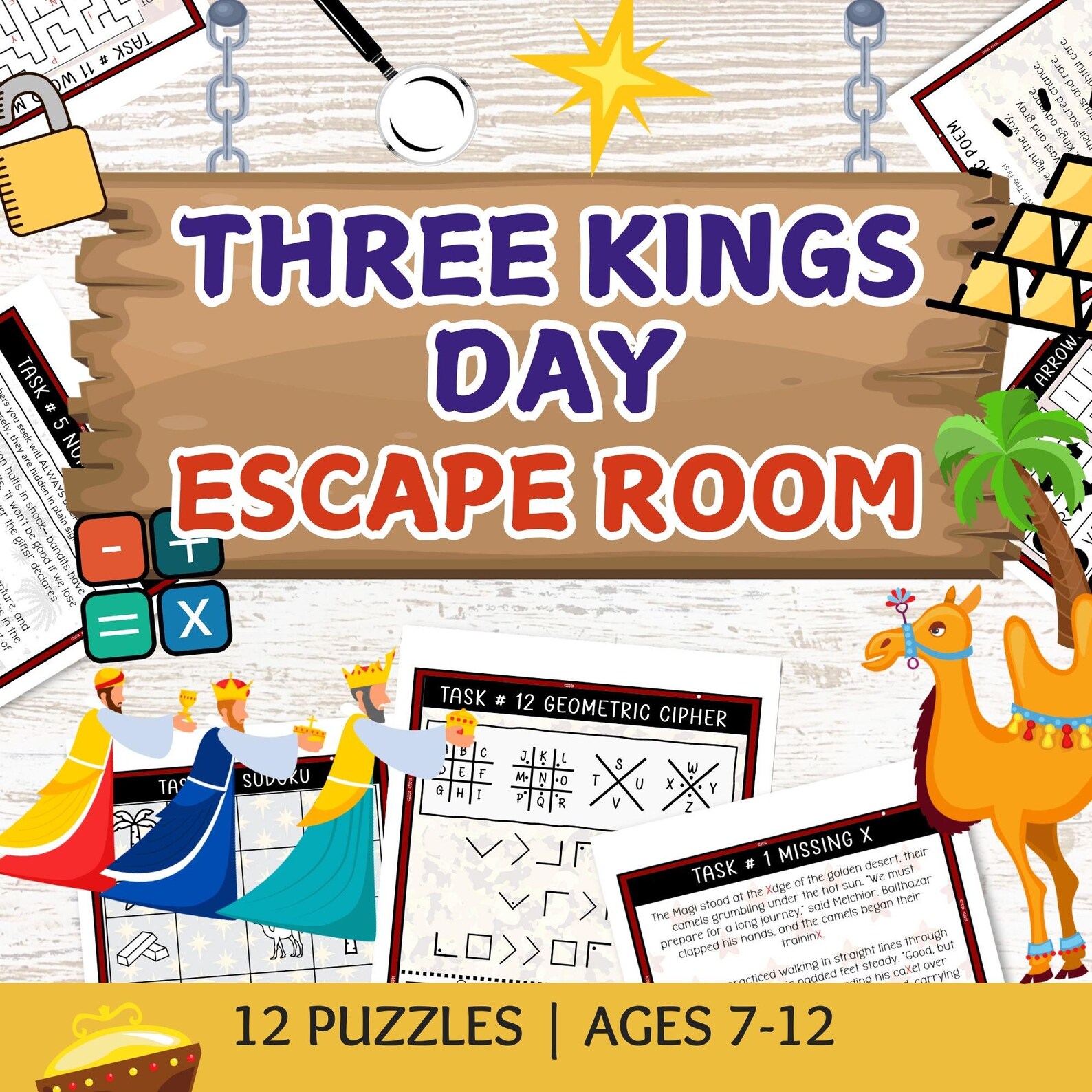 Three Kings Day Escape Room, 12 Printable PDF Games, Epiphany Lesson ...