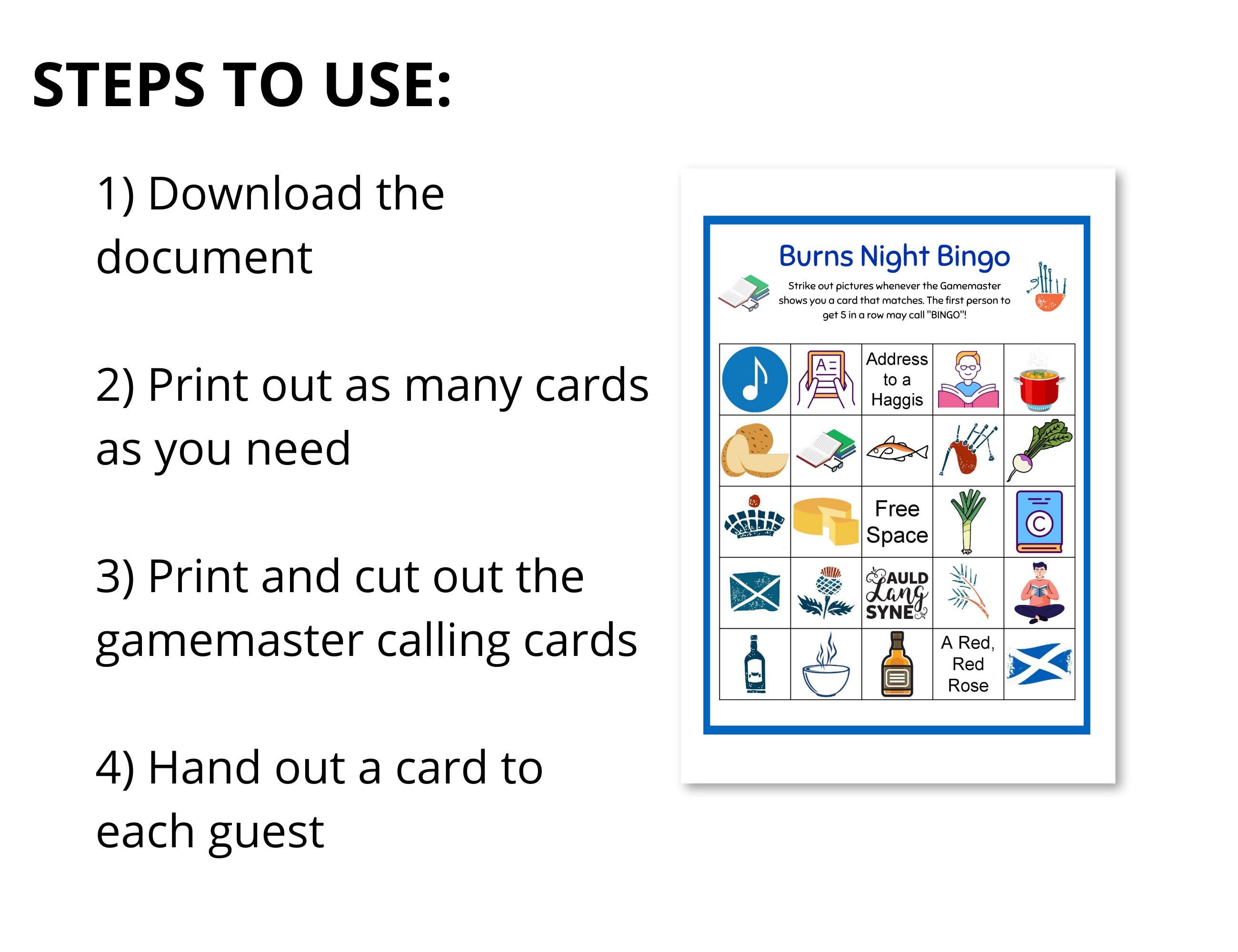 Burns Night Bingo, Holiday Bingo 50 Cards, Scottish Themed Bingo Games ...