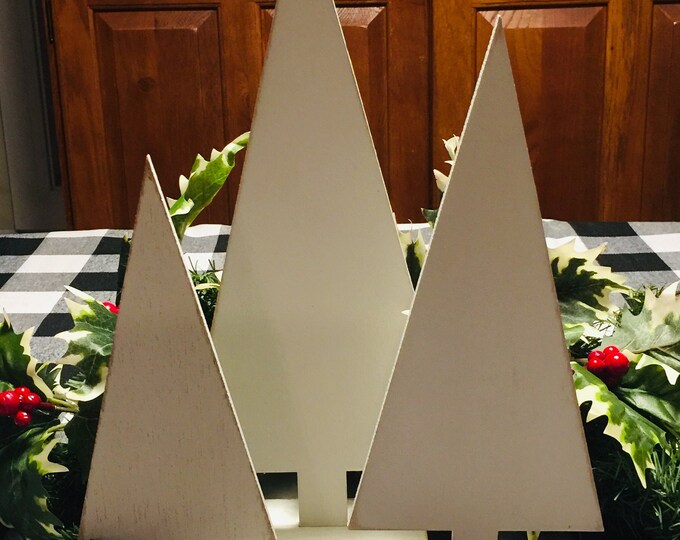 Large Set of 3 Wooden Triangular Trees, on Individual Stands - Etsy