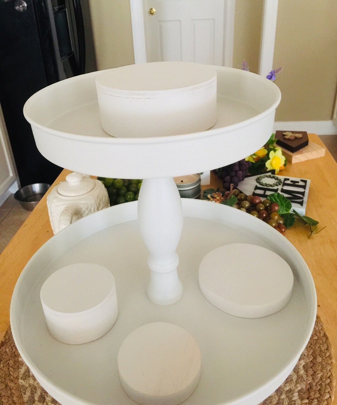 Tray Risers- Set of 4 Small Farmhouse Wooden Stands Adds Depth to Your ...