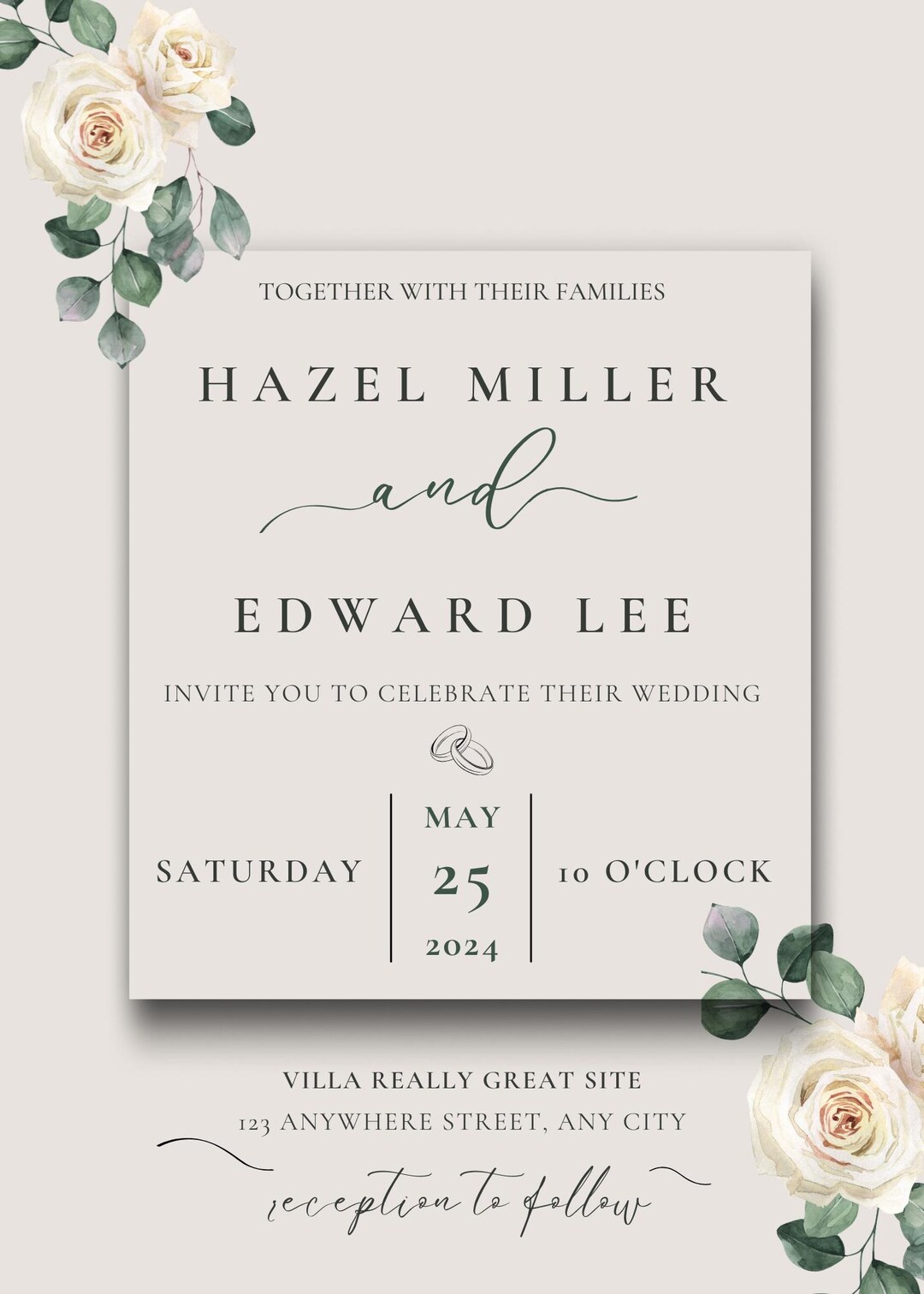 Custom Floral Wedding Invitation Template - Etsy