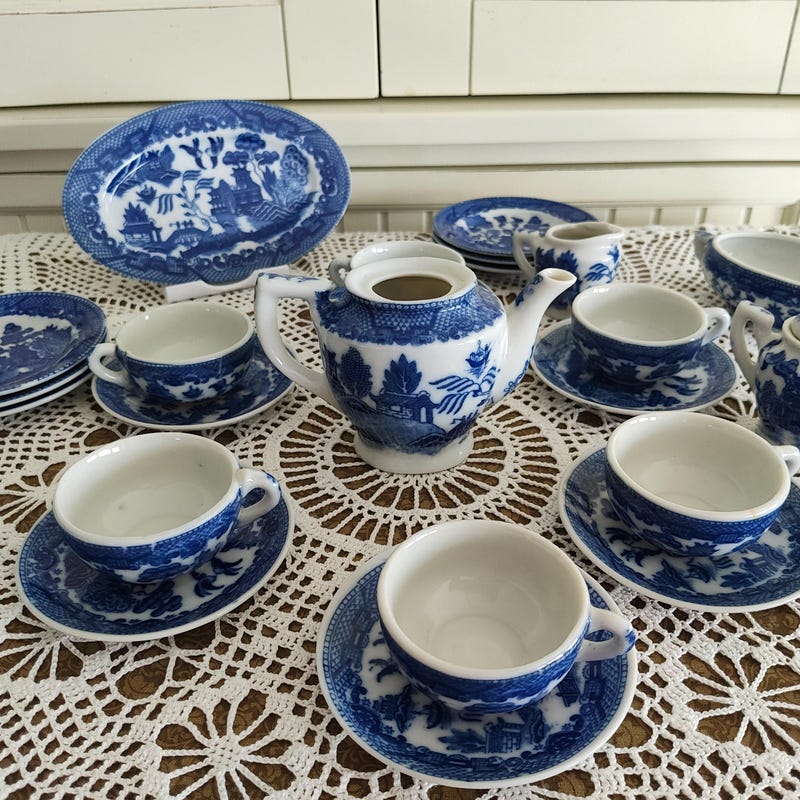 Blue Willow Tea Set - Etsy