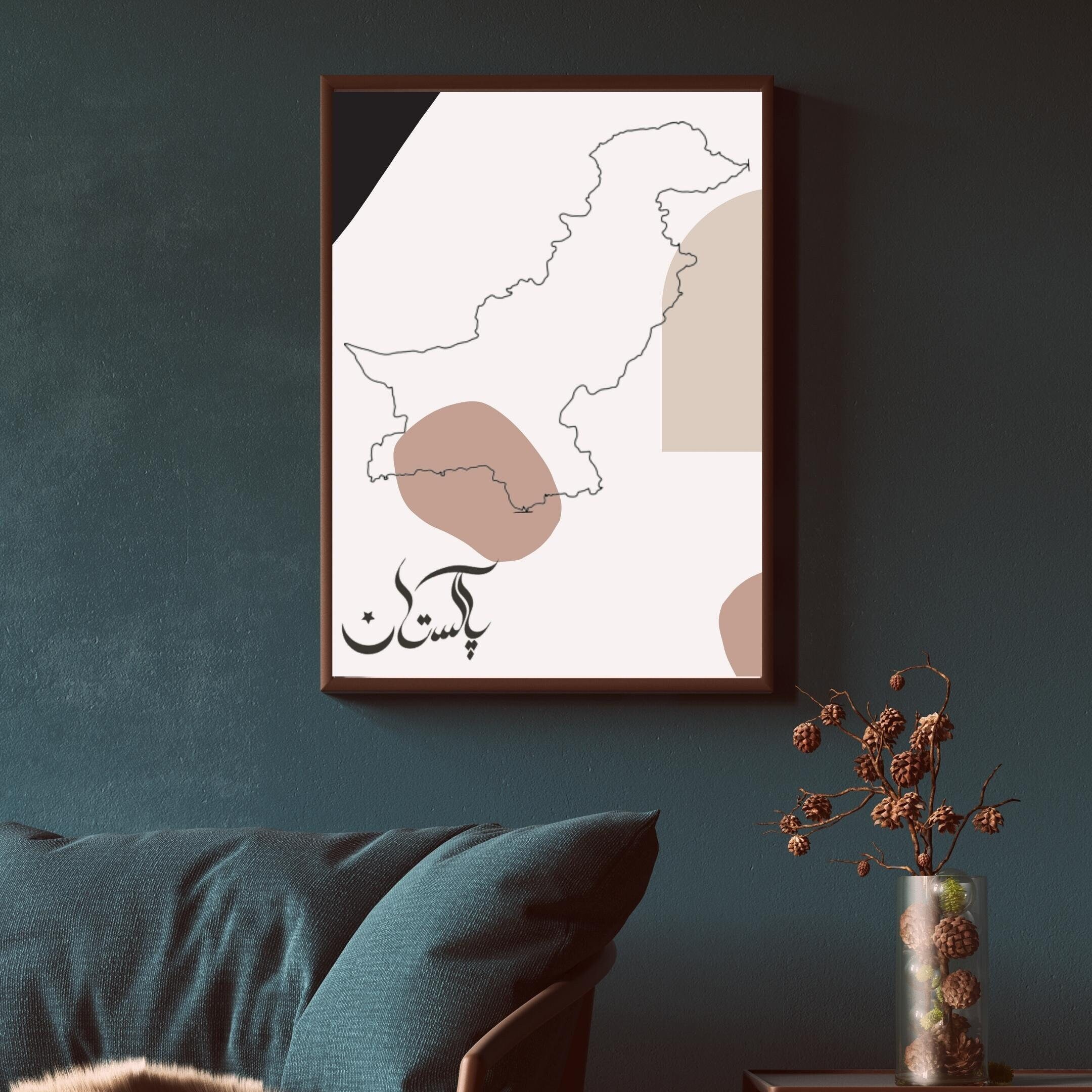 Pakistan Outline Caligraphy Art, Wall Art, Digital Print Art, Pakistan ...