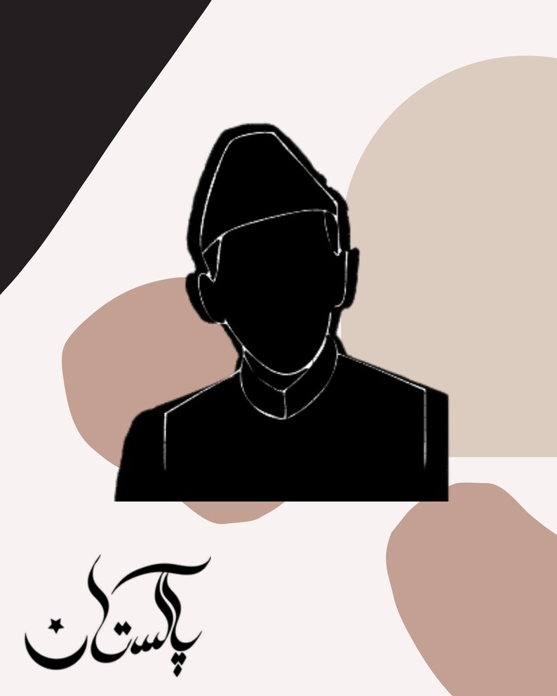 Muhammad Ali Jinnah Silhoutte Wall Art, Digital Print Art, Wall Art ...