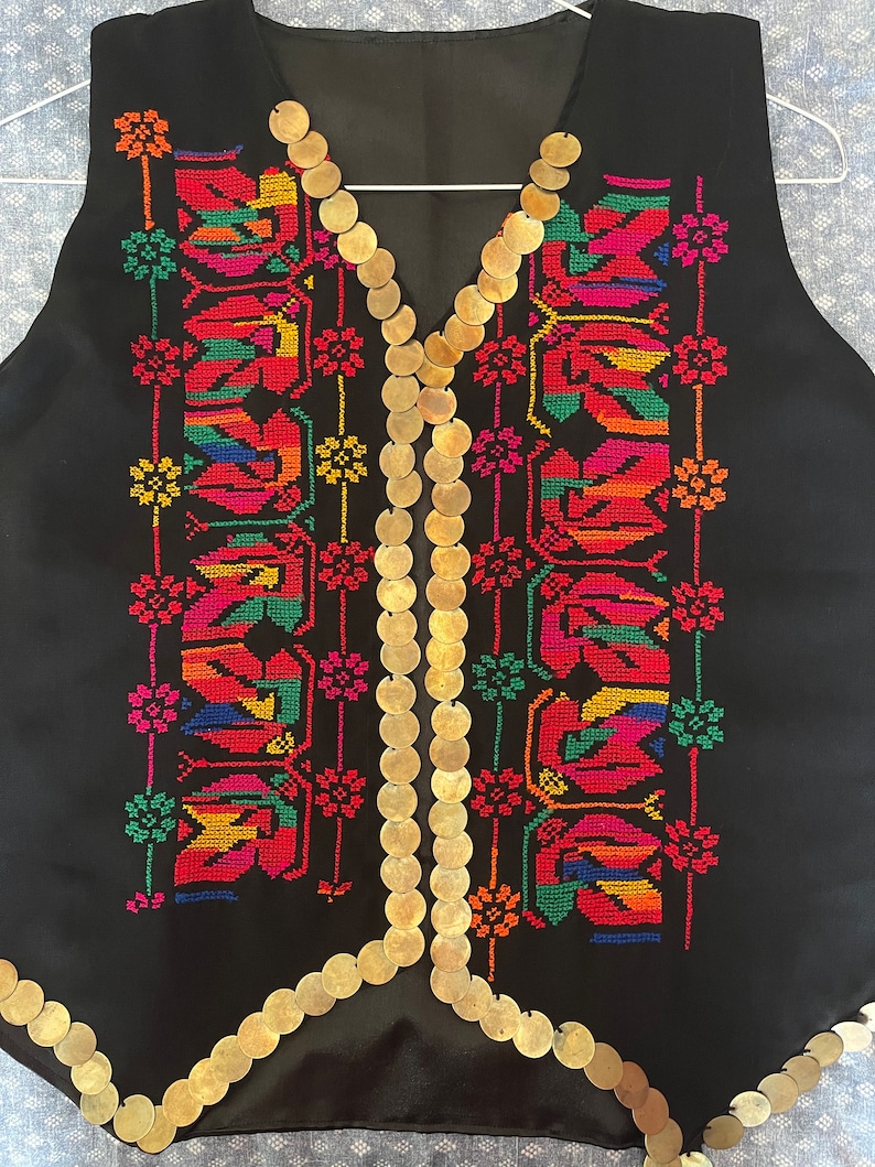 Vintage Style Colorful Egyptian Arabic Bedouin Tribal Brass Coins Vest ...