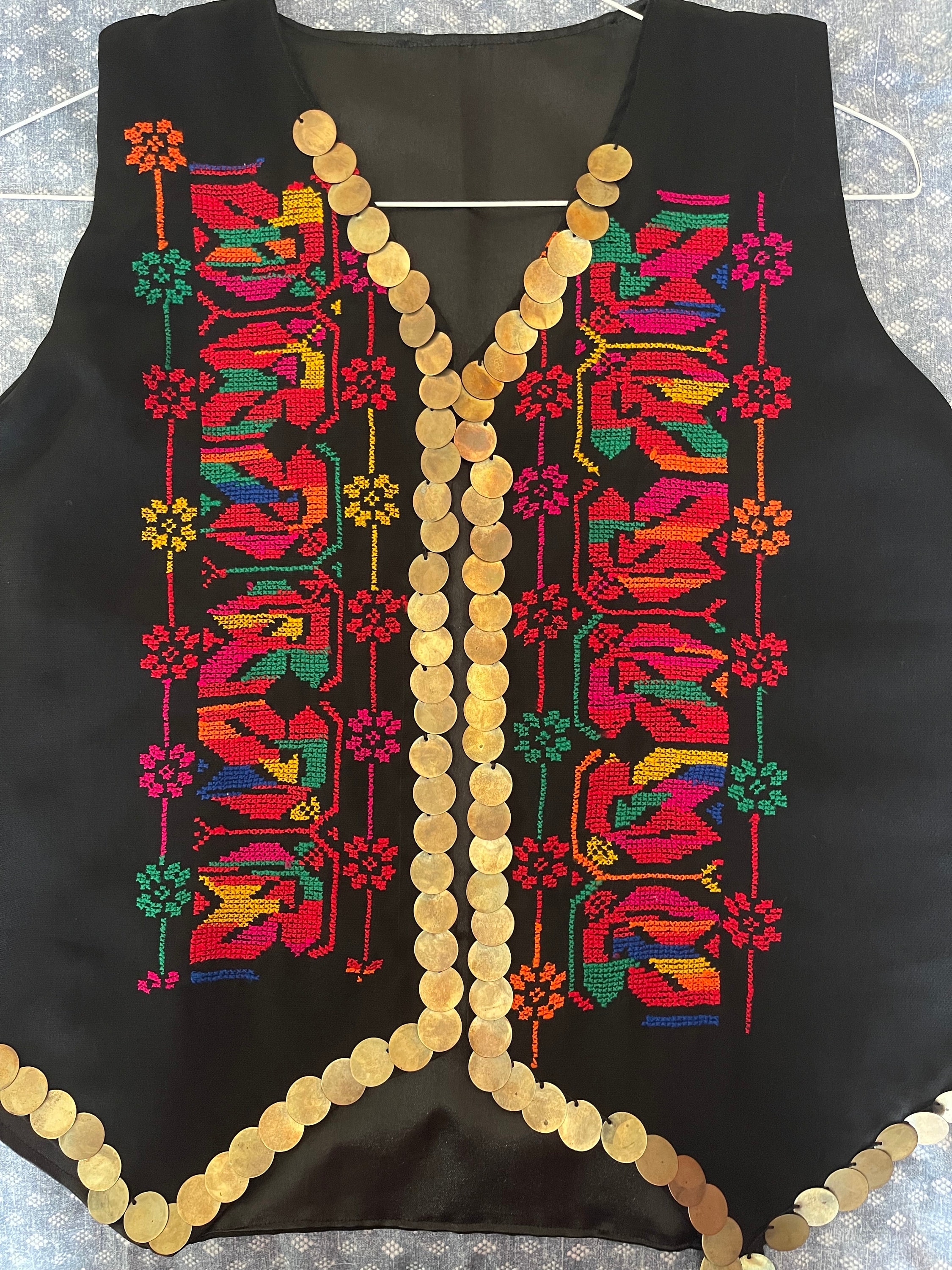 Vintage Style Colorful Egyptian Arabic Bedouin Tribal Brass Coins Vest ...
