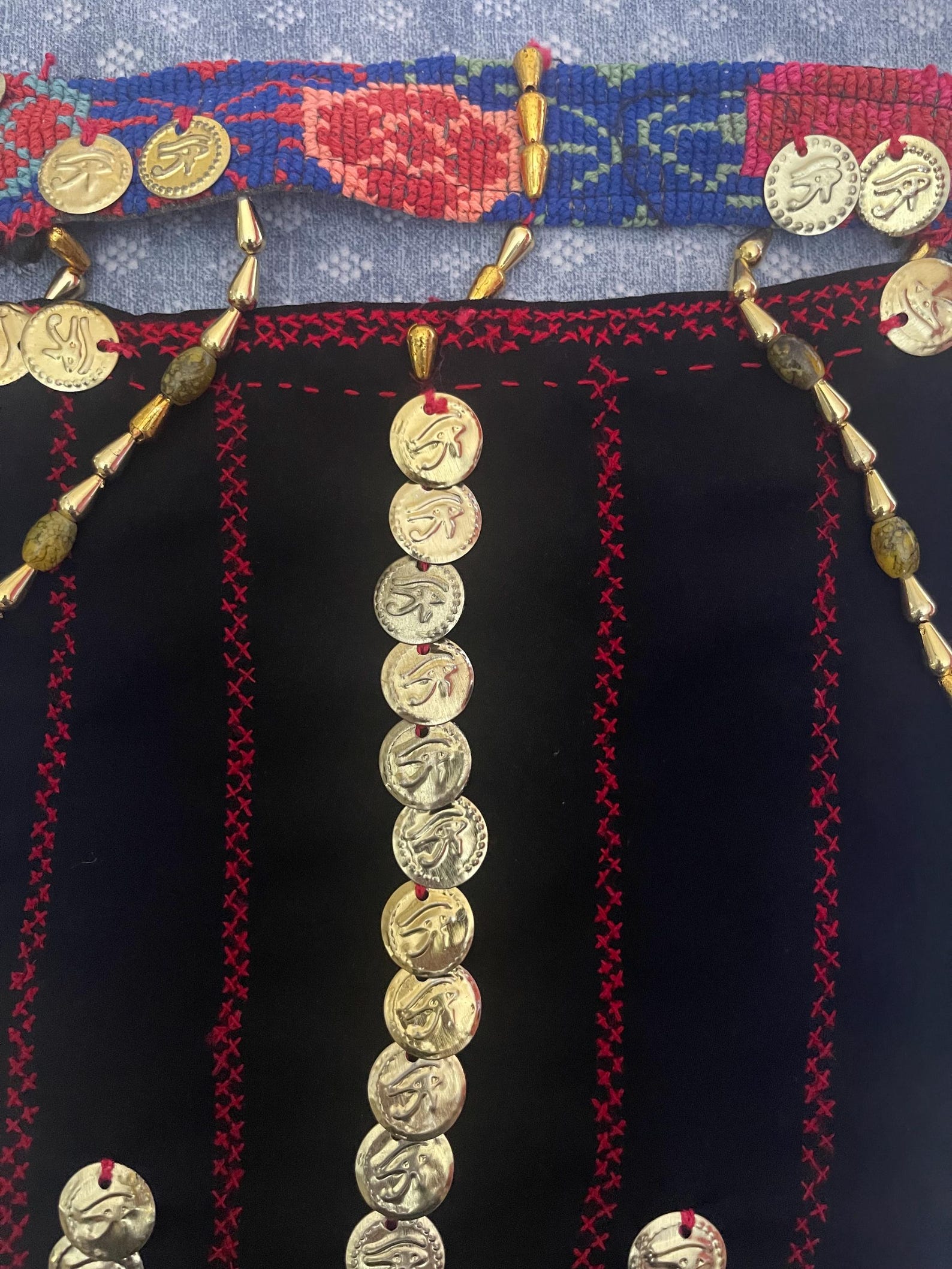 Women’s Gorgeous Egyptian Tribal Bedouin Coins, Beads Colorful Inlaid ...