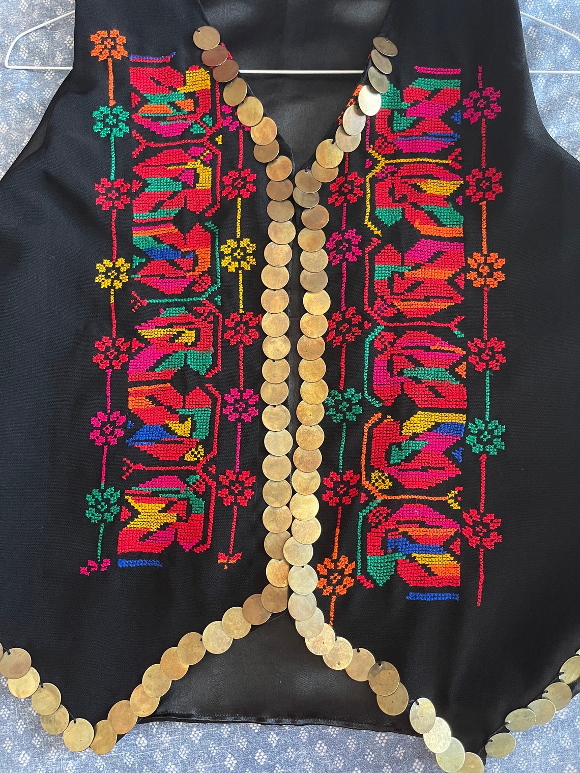 Vintage Style Colorful Egyptian Arabic Bedouin Tribal Brass Coins Vest ...