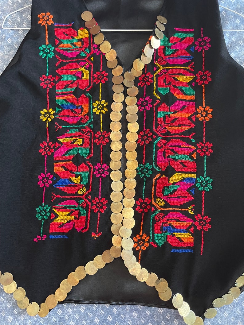 Vintage Style Colorful Egyptian Arabic Bedouin Tribal Brass Coins Vest ...