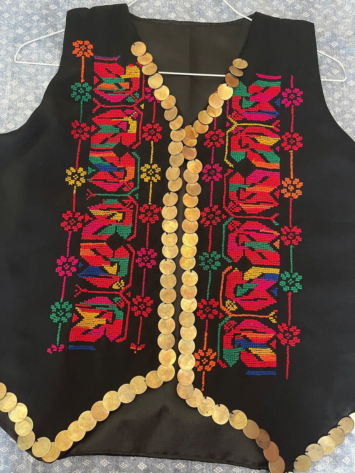 Vintage Style Colorful Egyptian Arabic Bedouin Tribal Brass Coins Vest ...