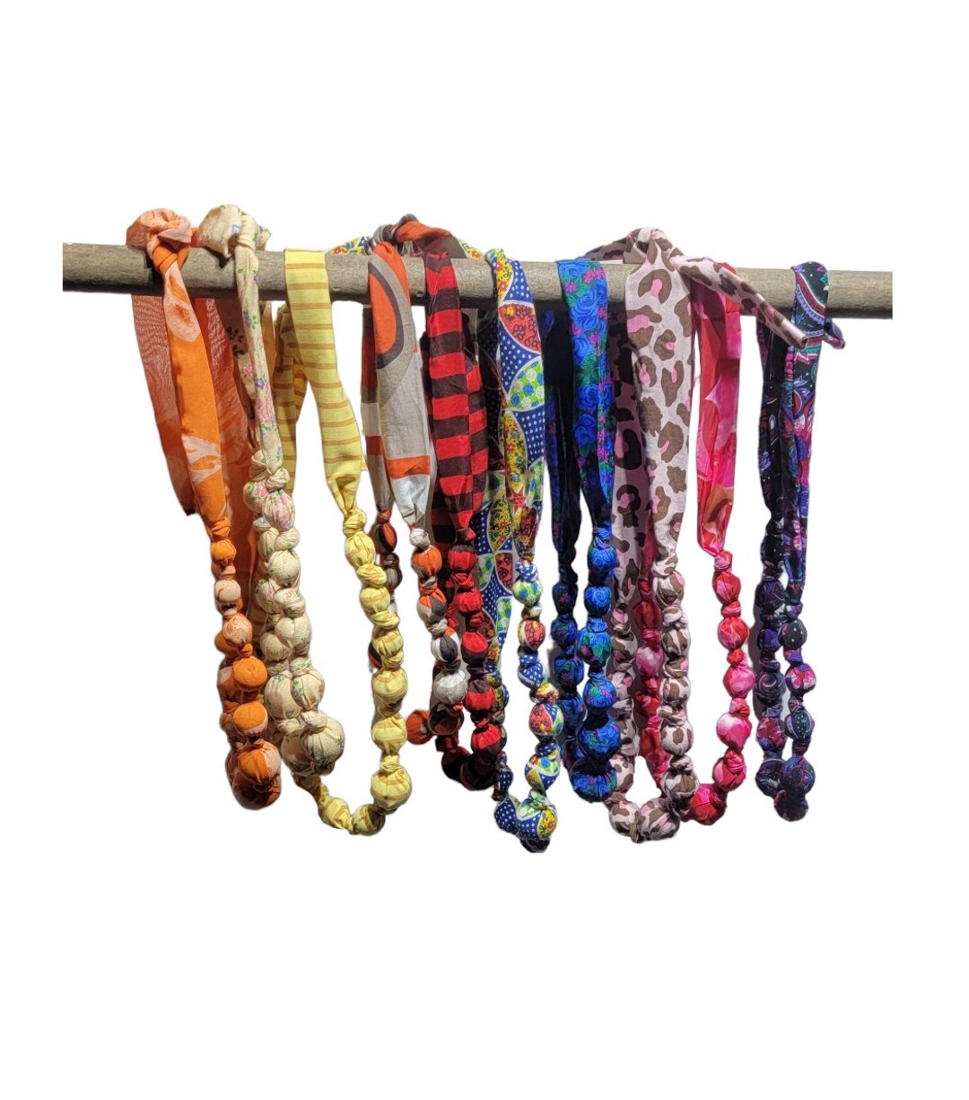 Necklaces. Wooden Beats Covered With Fabric. - Etsy