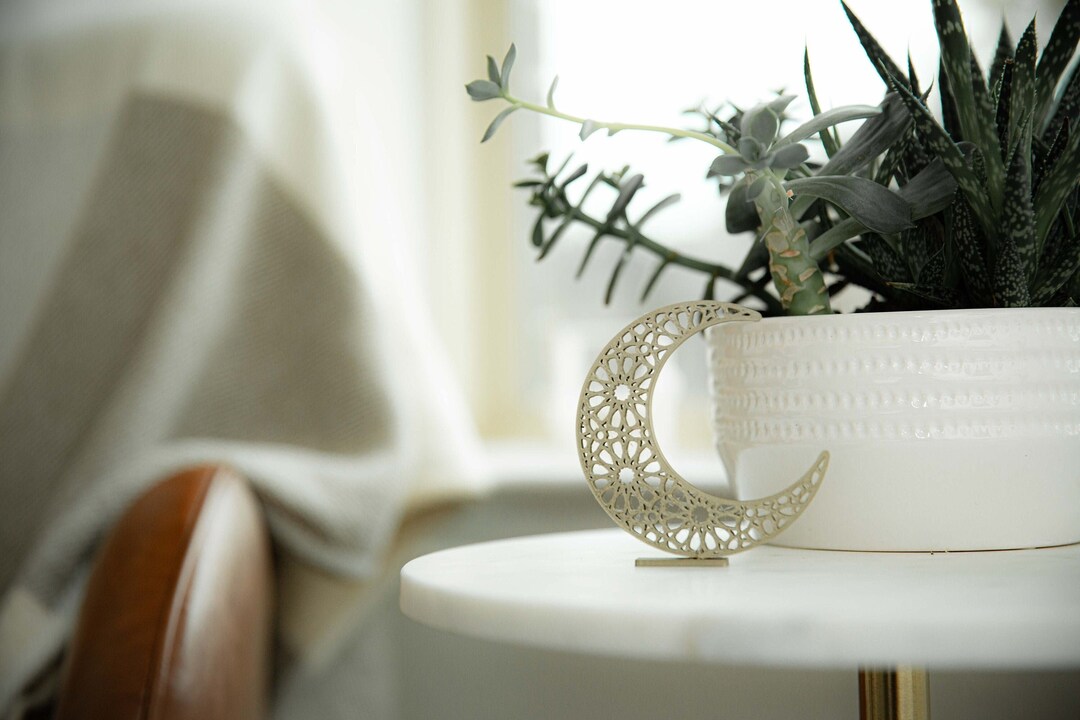 Tabletop Crescent Moon With Moroccan Design - Islamic Decor | Available ...