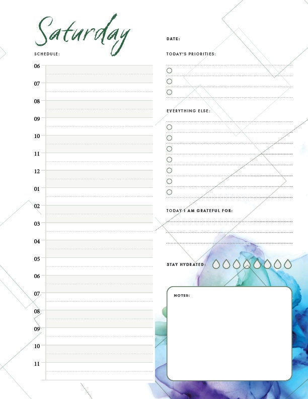 Planner Daily Printable 7 Day Planner - Alcohol Ink - Etsy