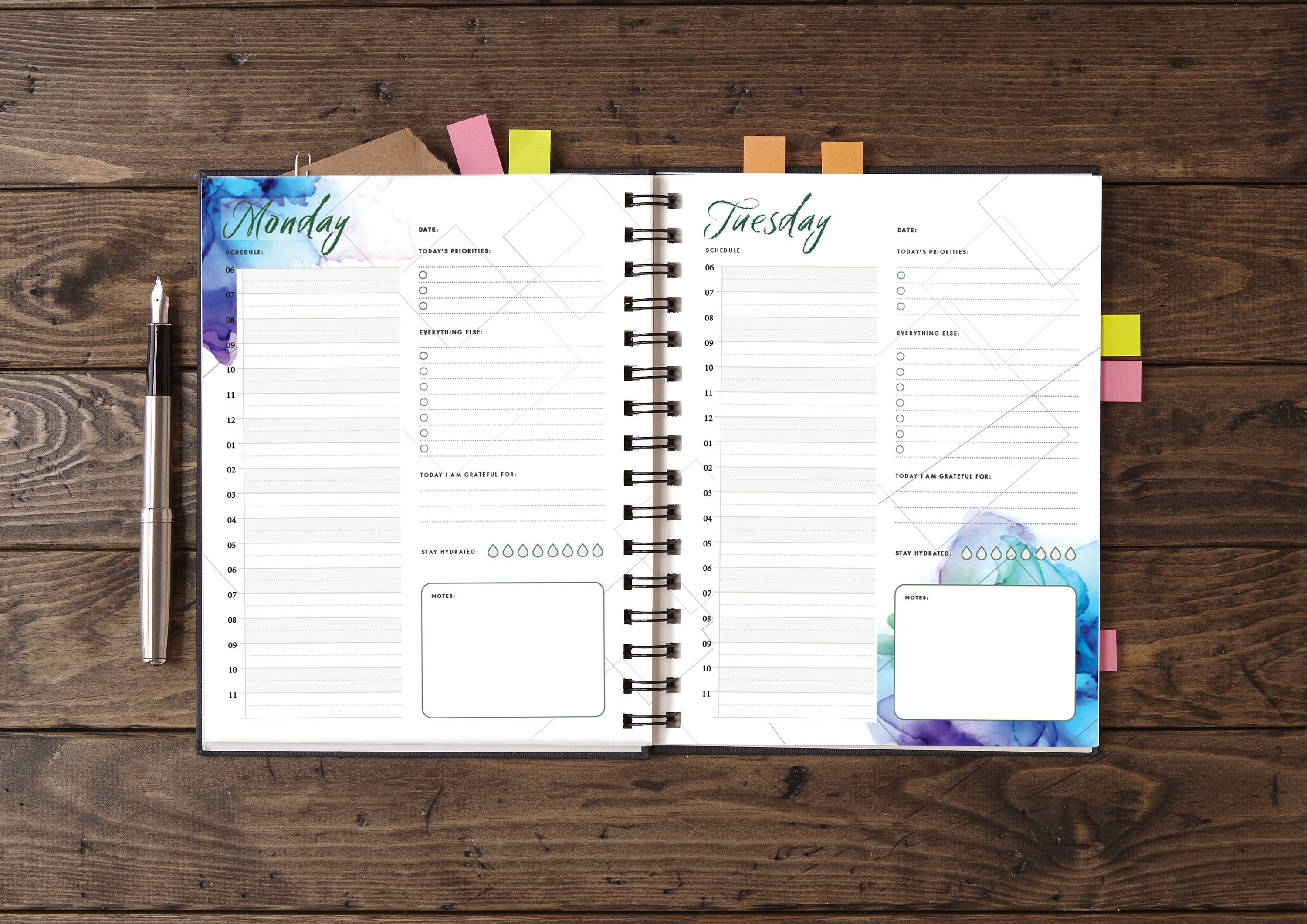 Planner Daily Printable 7 Day Planner - Alcohol Ink - Etsy