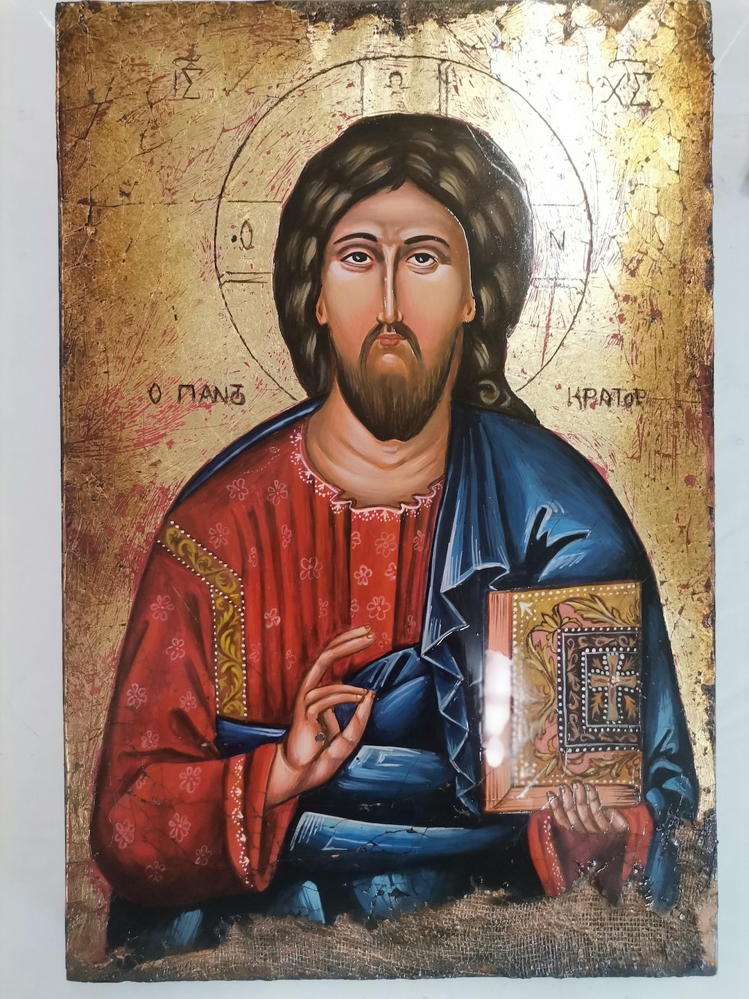 Hand-painted Jesus Christ Pantocrator Icon | Orthodox Christian Art ...