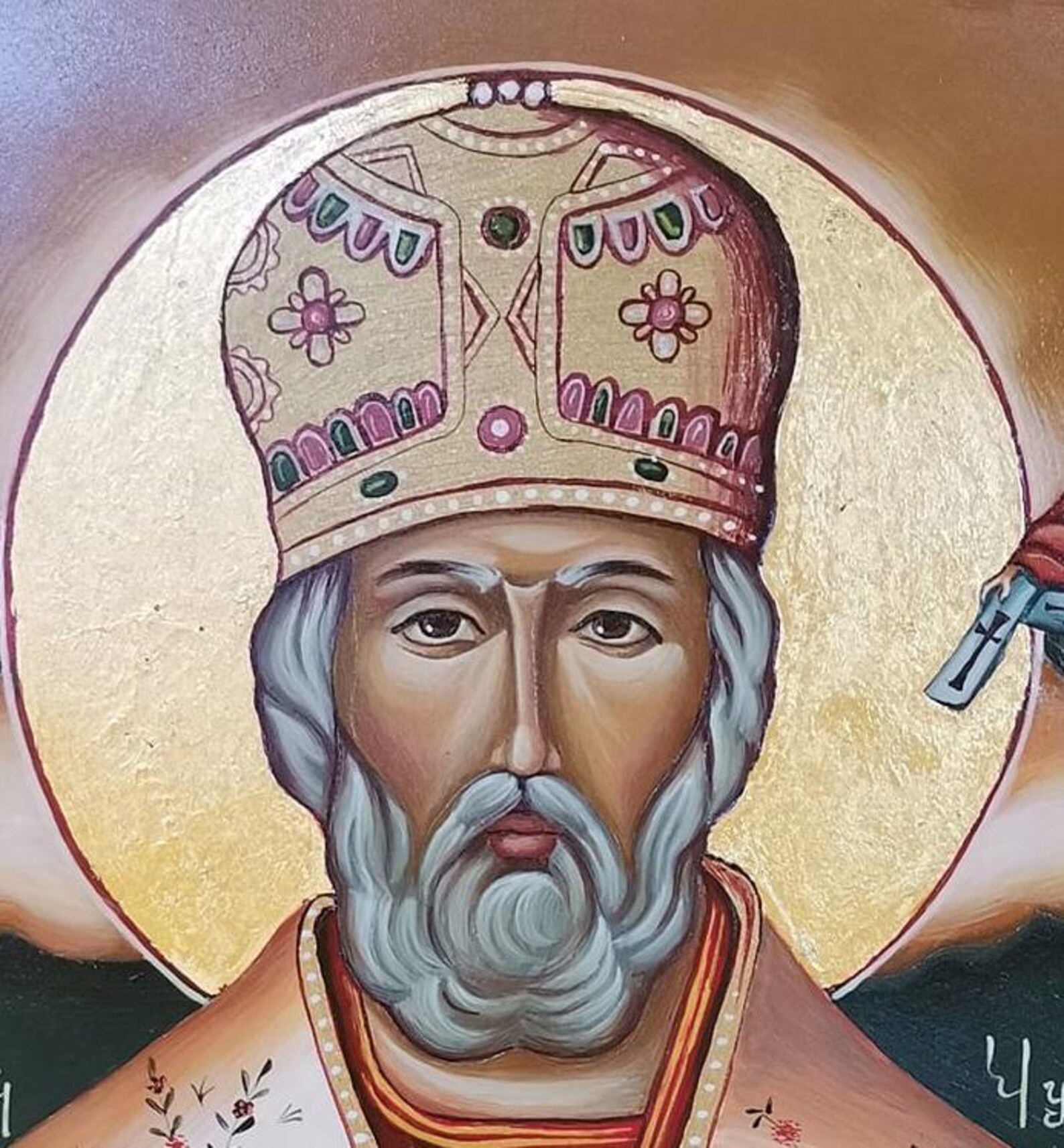 Hand-painted Saint Nicholas Icon: Christian Religious Art (30/40 Cm) - Etsy