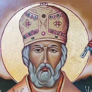 Hand-painted Saint Nicholas Icon: Christian Religious Art Featuring ...
