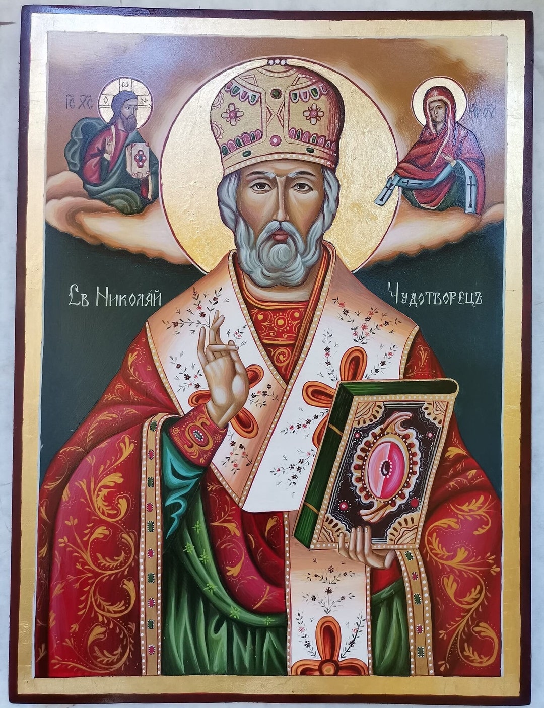 Hand-painted Saint Nicholas Icon: Christian Religious Art (30/40 Cm) - Etsy