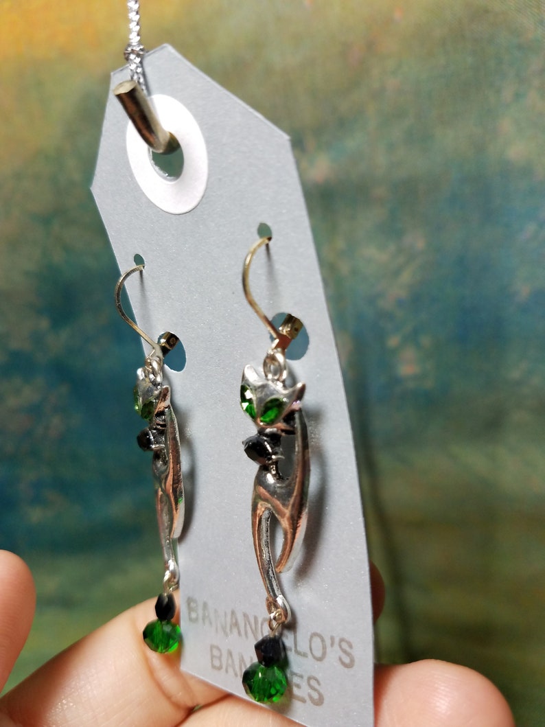 Retro Jeweled Cat Earrings - Etsy