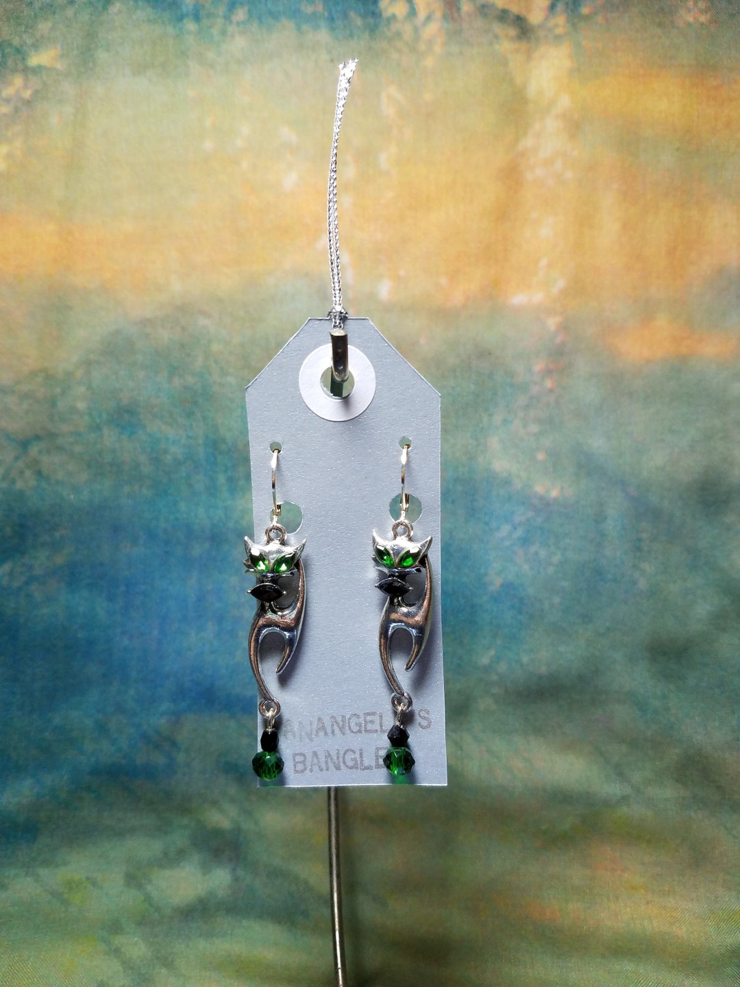 Retro Jeweled Cat Earrings - Etsy