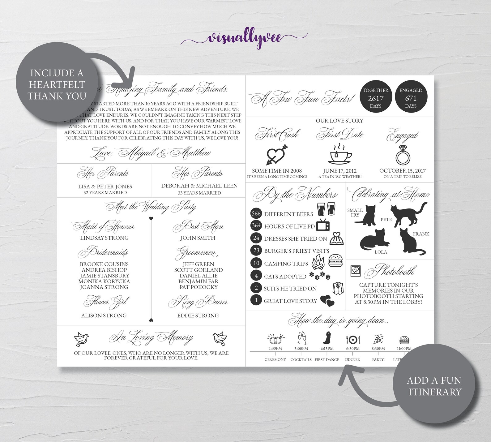 Fun Wedding Program Infographic Wedding Program Fun Facts - Etsy