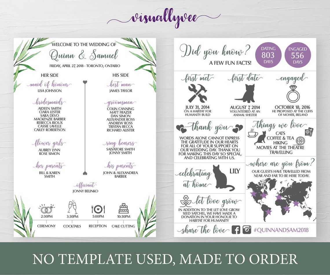 Infographic Wedding Program Fun Wedding Program Fun Facts - Etsy Canada