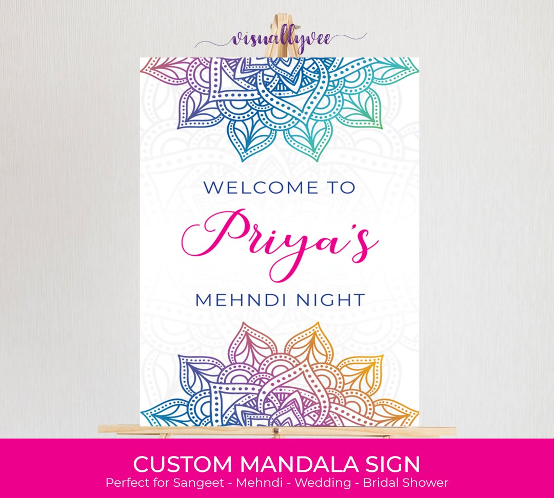 Mandala Welcome Sign Watercolor Mandala Party Decor - Etsy