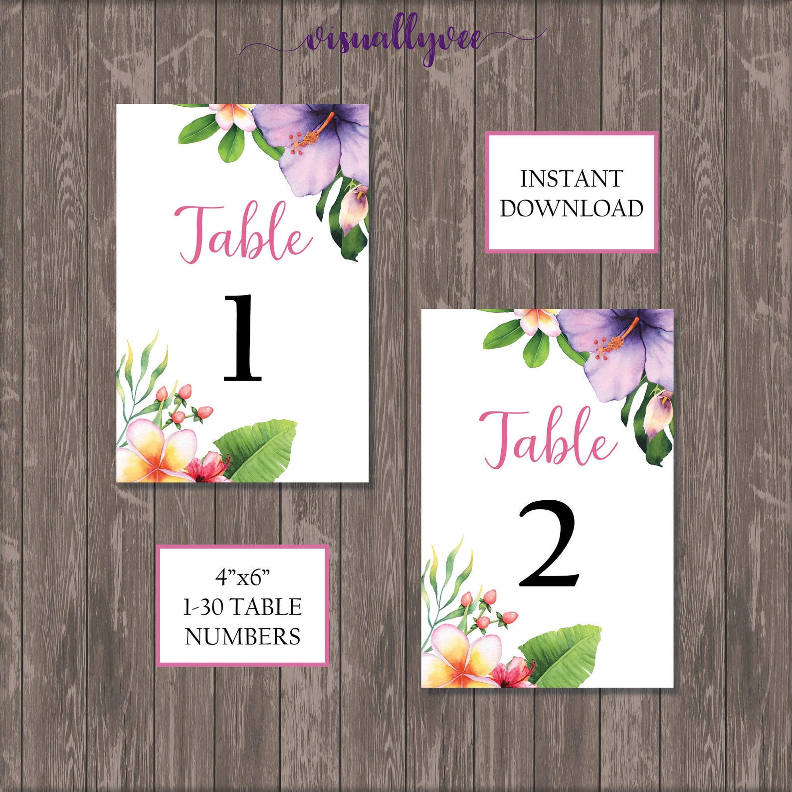 Tropical Table Numbers 4x6 INSTANT DOWNLOAD - Etsy