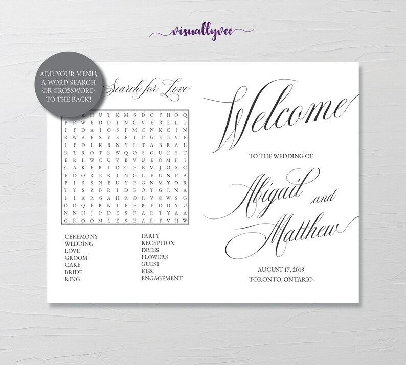 Fun Wedding Program Infographic Wedding Program Fun Facts - Etsy