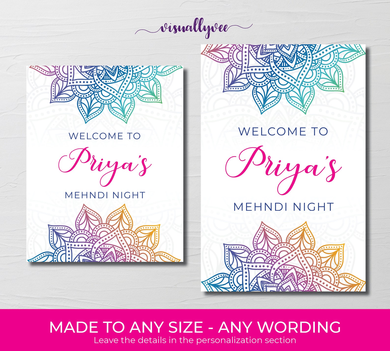 Mandala Welcome Sign Watercolor Mandala Party Decor - Etsy