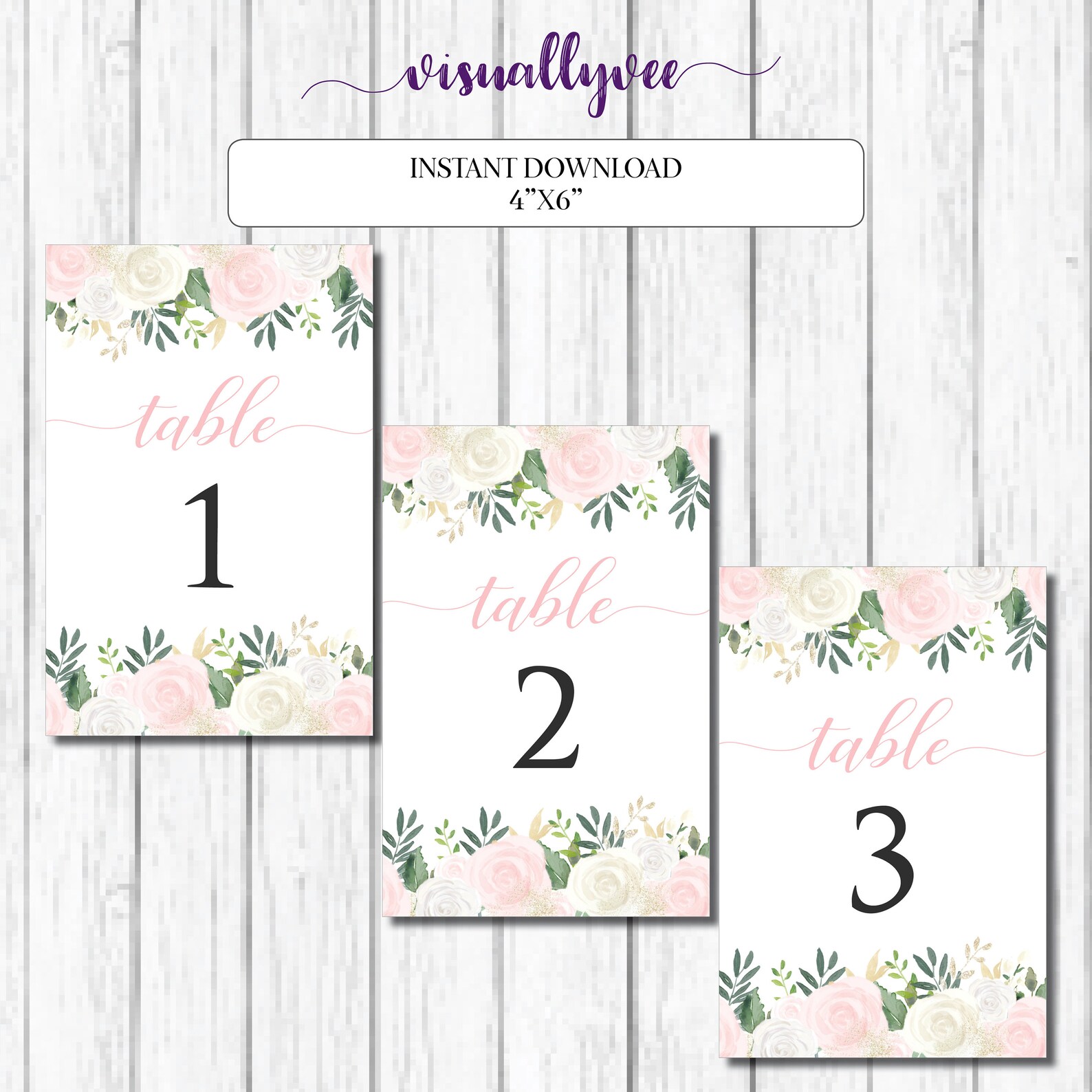 Pink Floral Table Numbers 4x6 1-30 Table Numbers - Etsy