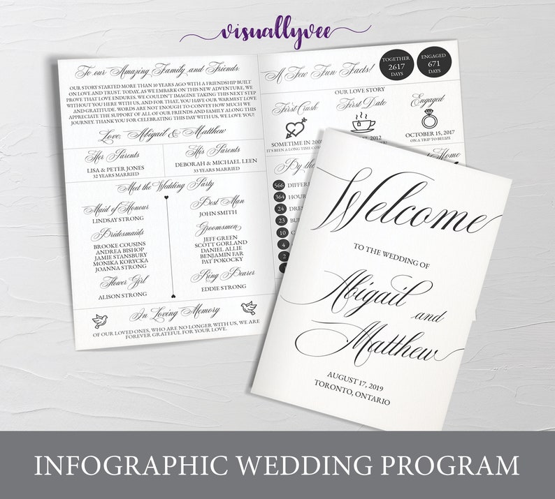 Fun Wedding Program Infographic Wedding Program Fun Facts - Etsy