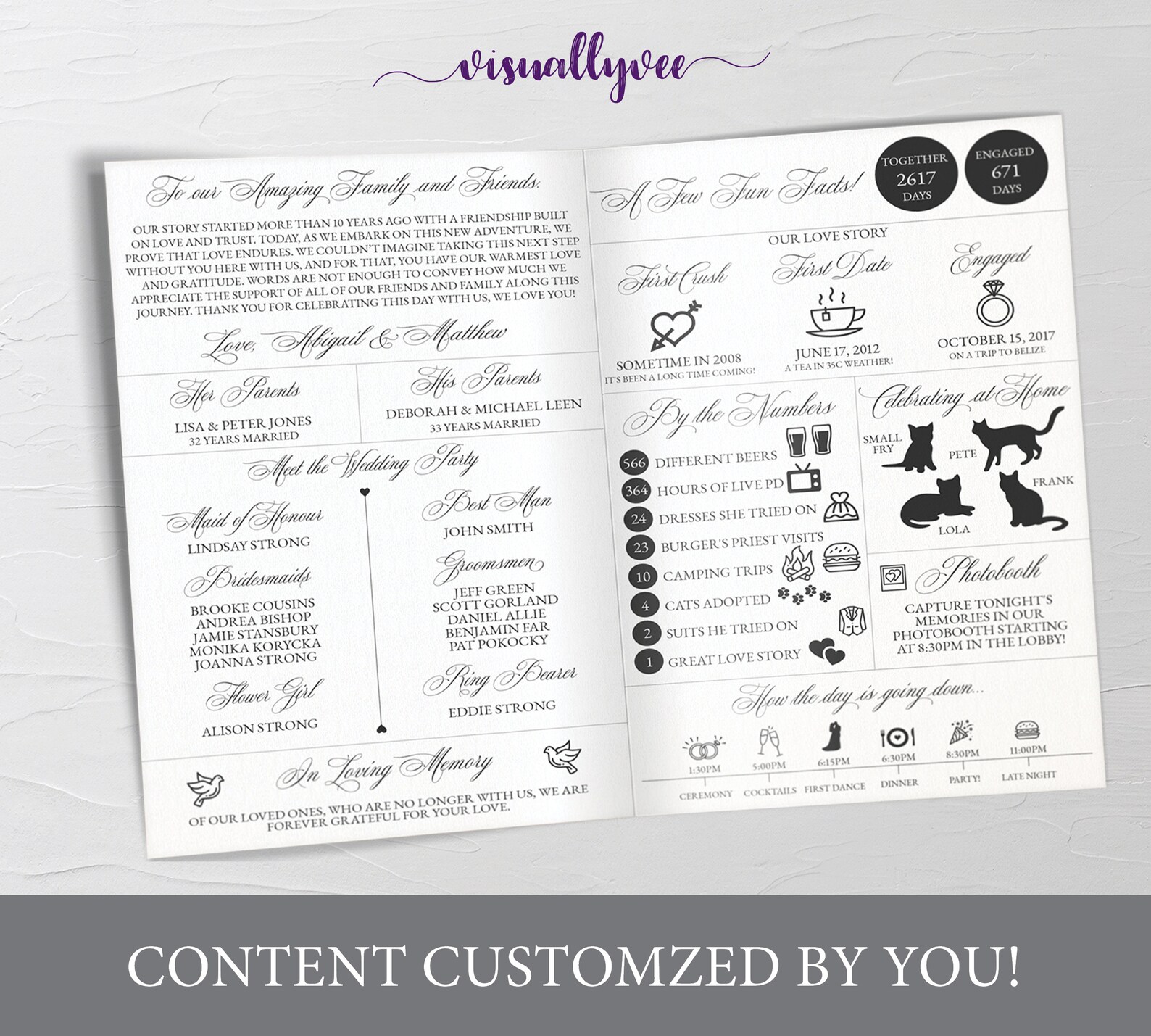 Fun Wedding Program Infographic Wedding Program Fun Facts - Etsy