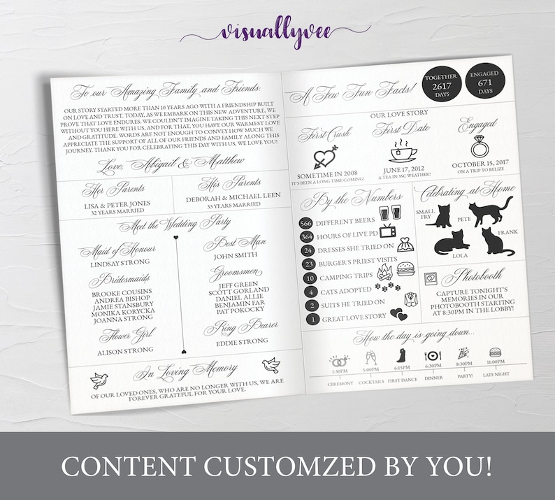Fun Wedding Program Infographic Wedding Program Fun Facts - Etsy